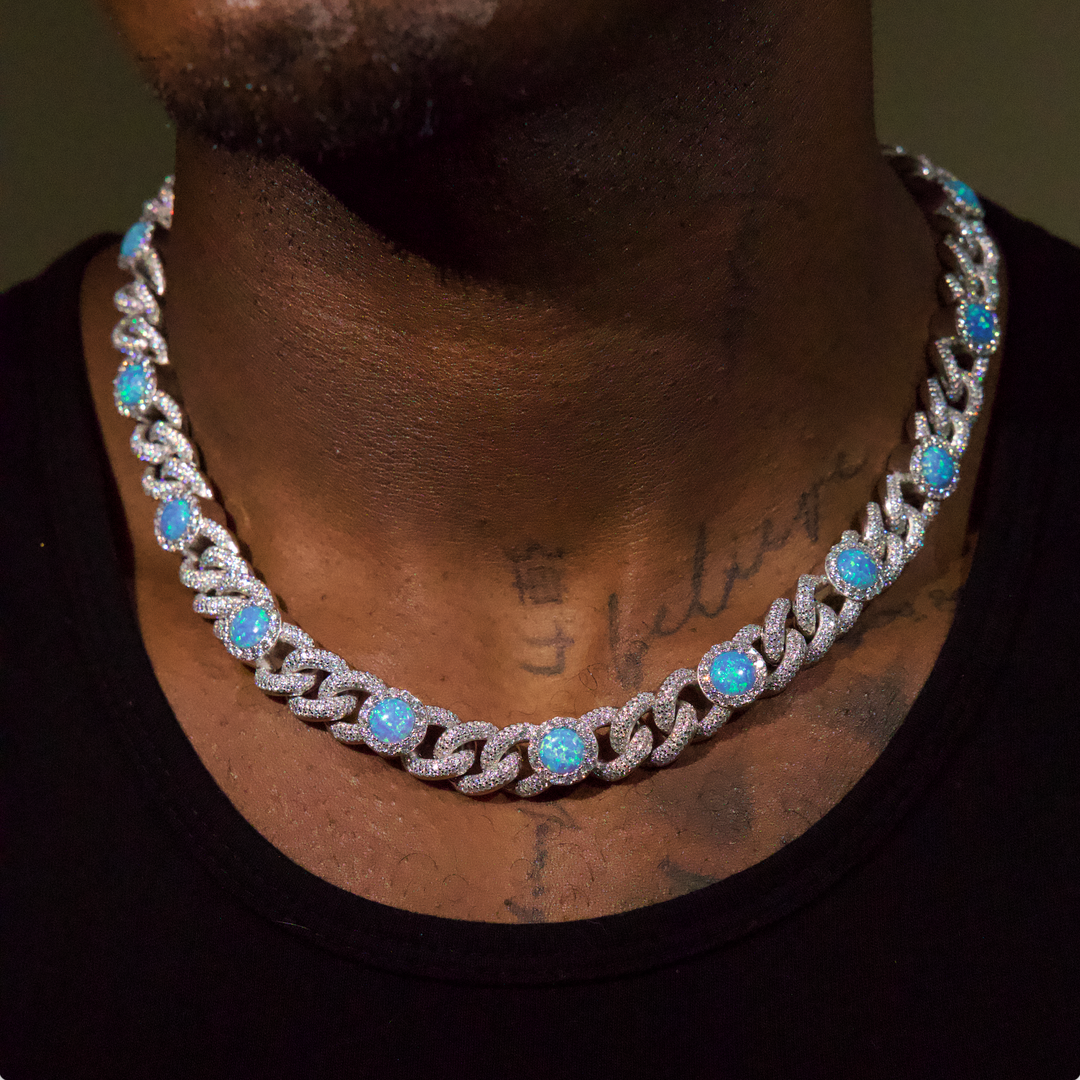 Opal Cuban Link Chain | Silver Opal Cuban Link Chain | Iced London